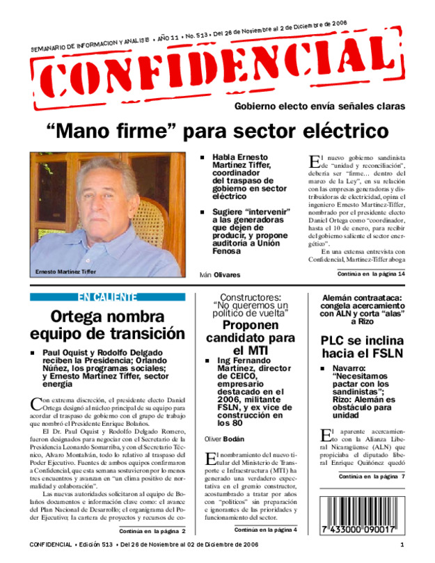 “Mano firme” para sector eléctrico - Confidencial Club